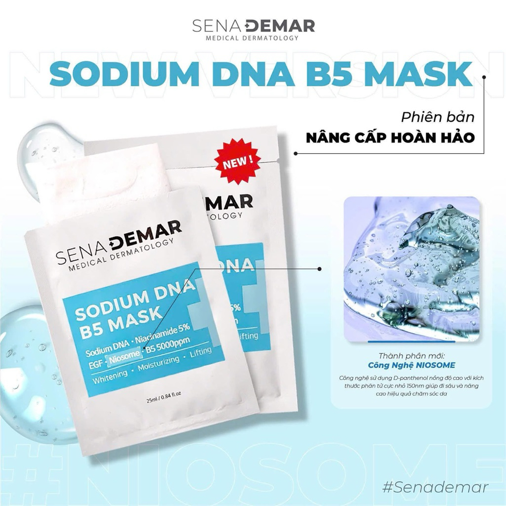 Combo of 10 pieces of senademar sodium DNA B5 mask 25ml to moisturize ...