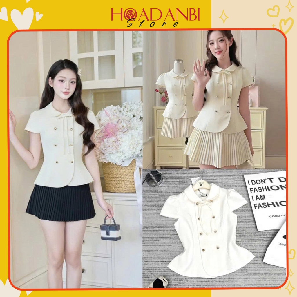 Lotus Collar Design Blouse with 2 Rows of Buttons and Elegant Waist ...