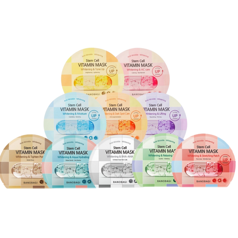 Combo of 10 BANOBAGI Stem Cell Vitamin Mask New Model Skin Brightening ...