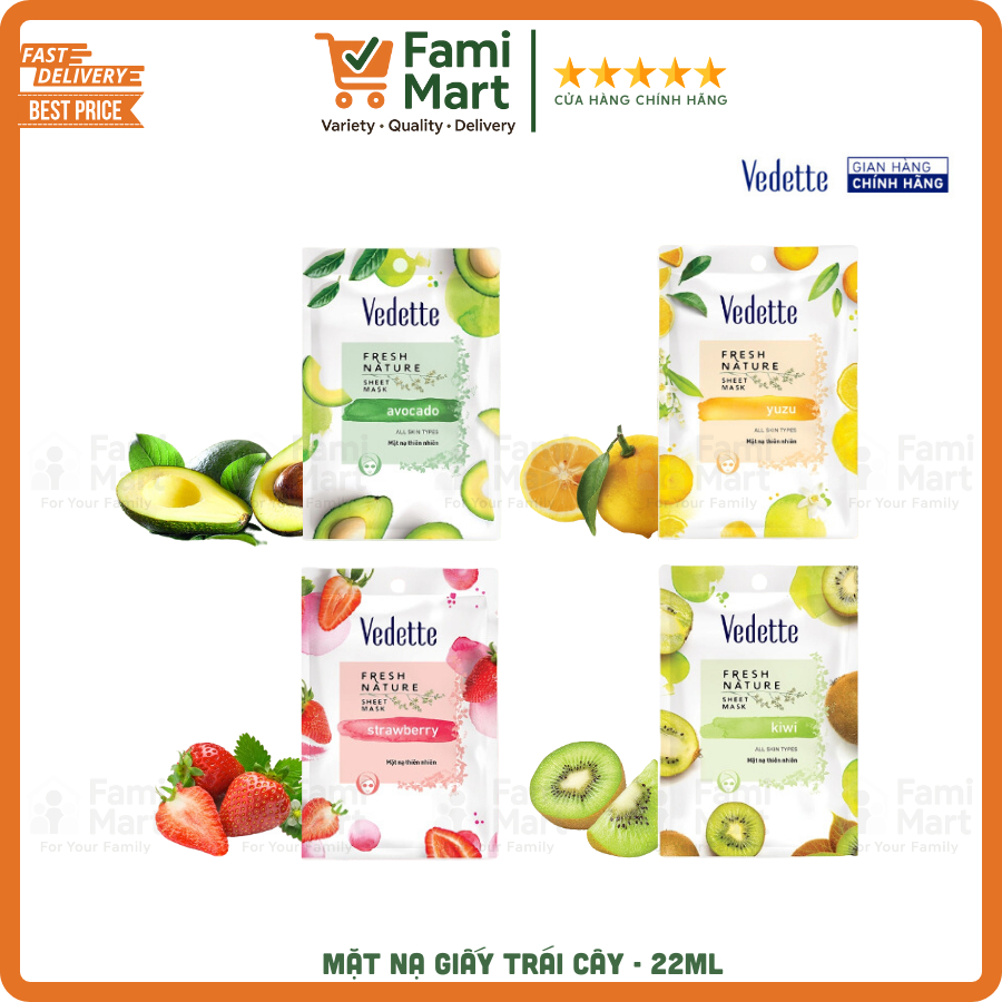 [Hsd new] Vedette Fruit paper mask [Avocado / Strawberry / Kiwi / Yuzu ...