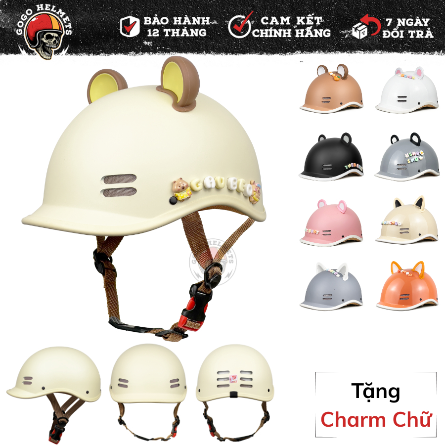 Solid color dolphin-shaped half-head helmet with bear ears accessories ...