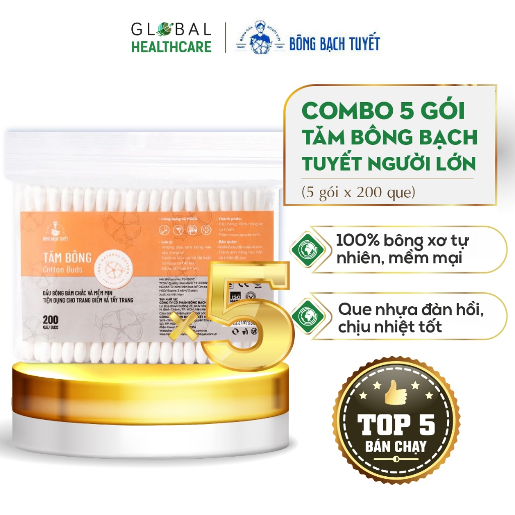 Combo of 5 packs - Snow White Cotton Buds Adult Cotton swabs (Pack of ...