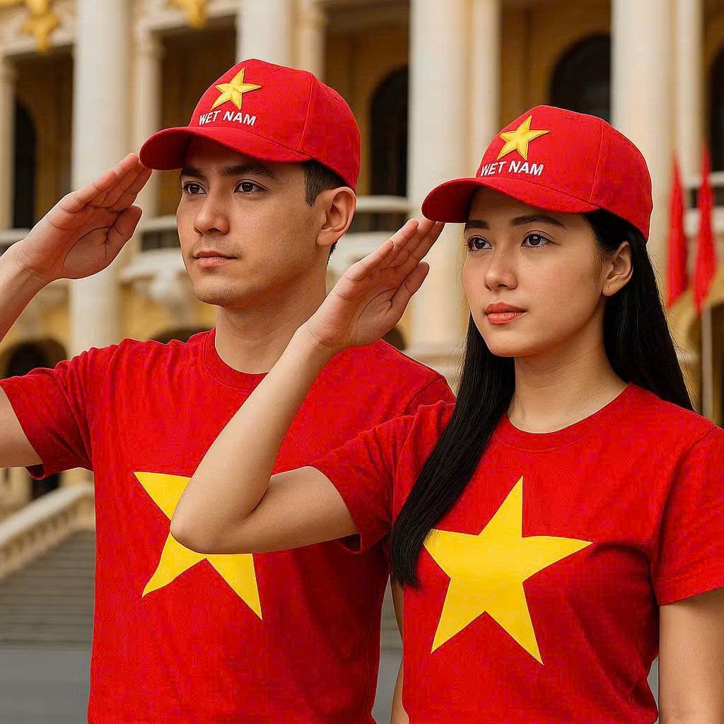 Red flag cap with yellow star, hat embroidered with Vietnamese yellow ...