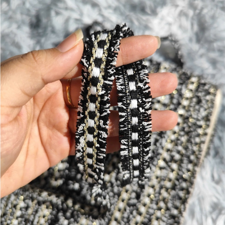 Small black and white alternating square pattern border, 2cm wide, used ...