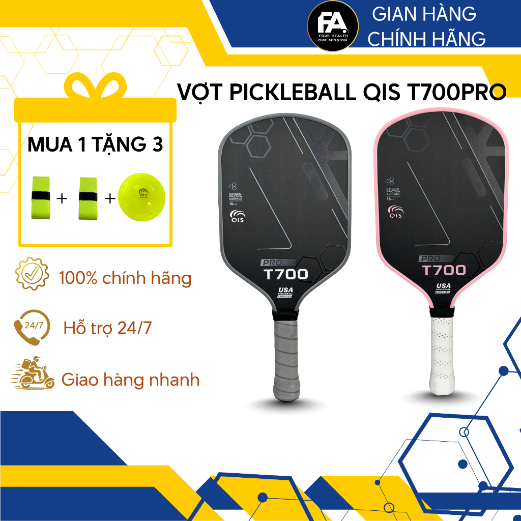 [GENUINE] QIS T700 Pro Pickleball Racket – T700 Carbon Racket Sensitive ...
