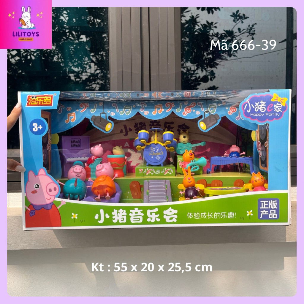 3D Musical Pig Family Toy Set, Mini Performance Stage with Many ...