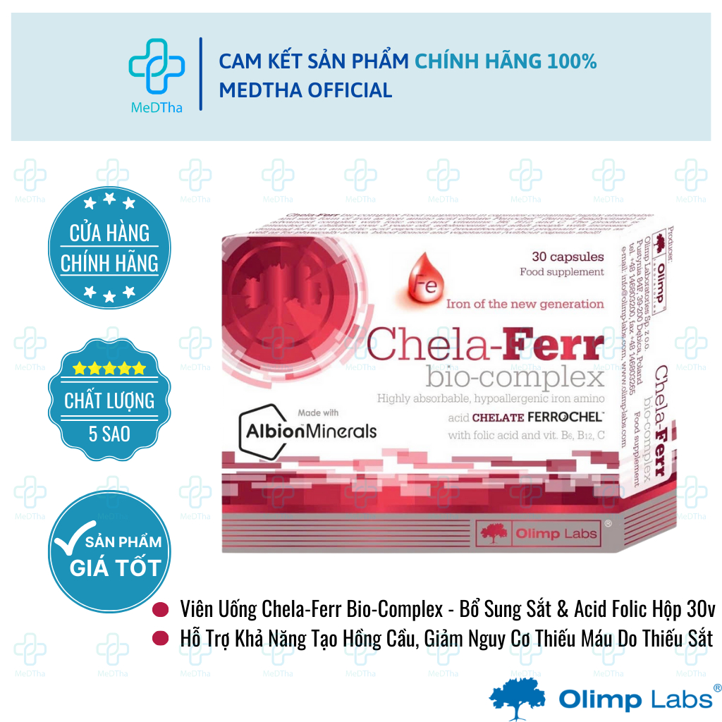 Chela-Ferr Bio-Complex - Iron Supplement, Folic Acid, Helps Reduce the ...