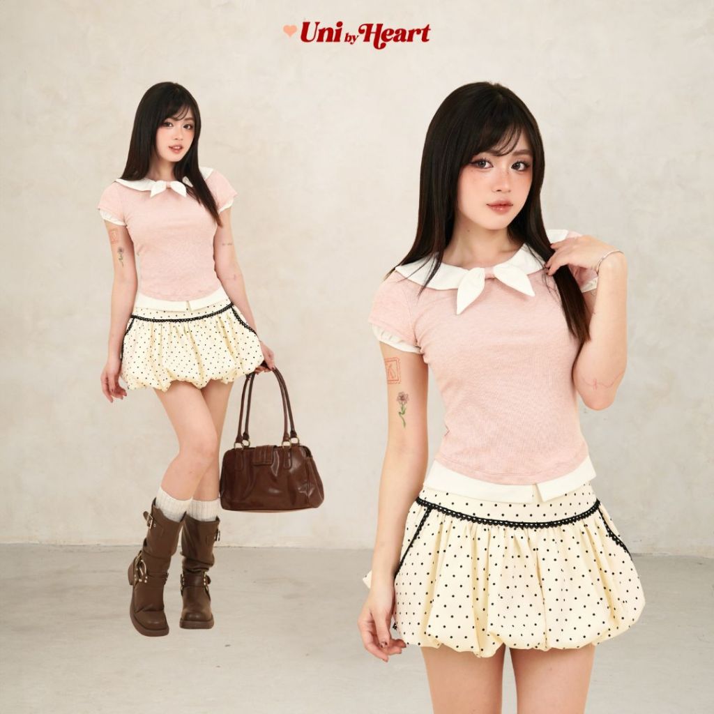 Polly Top CT008 short-sleeved t-shirt with white bow, white layer - Uni ...