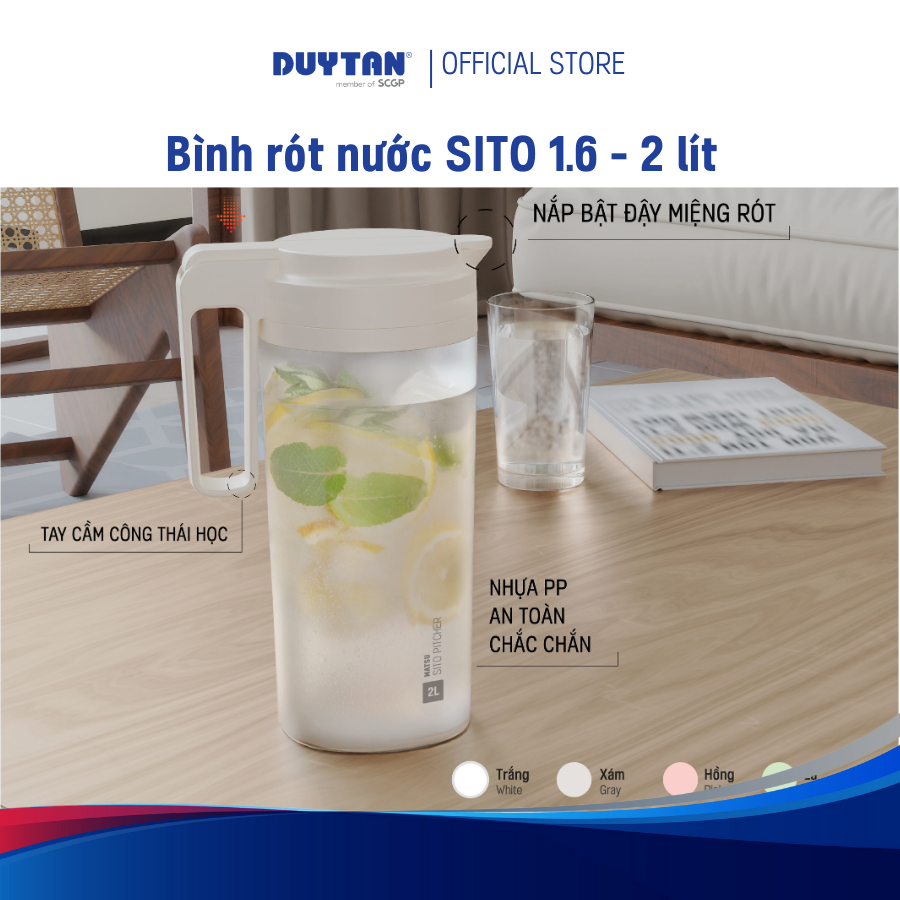 SITO MATSU Water Bottle – 1.6L / 2L – PP Plastic, Ergonomic Handle ...
