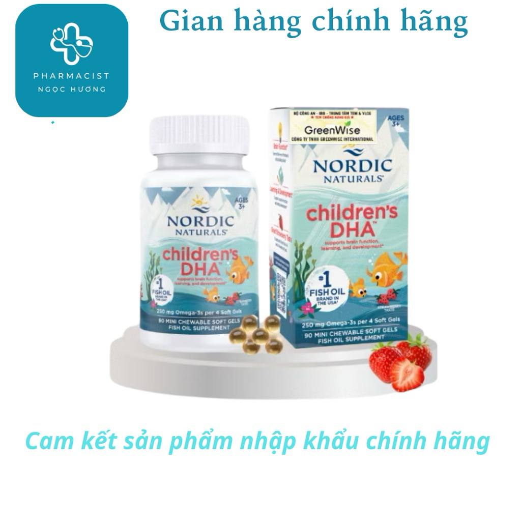 DHA omega-3 Nordic Naturals H/90 strawberry chewable tablets, Supports ...
