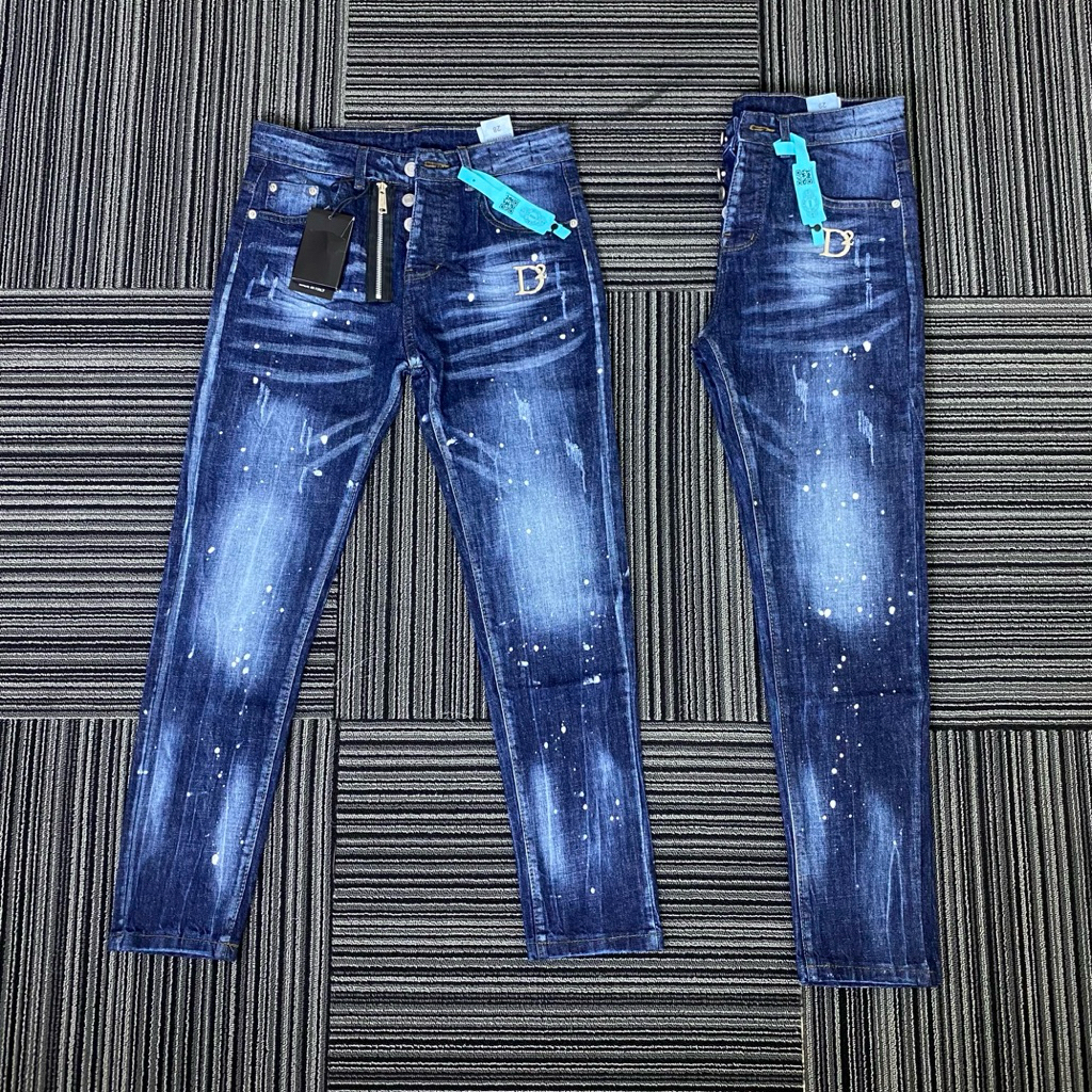 D2 Men's Jeans with Ripped Buckle Smoke Blue Smooth Painted Scales Tag ...