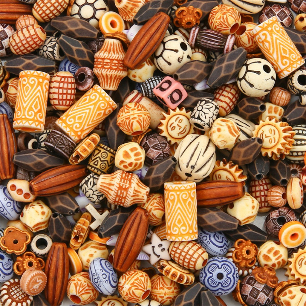Package of multi-patterned deep beads - Classic brown beads (~ 30g ...