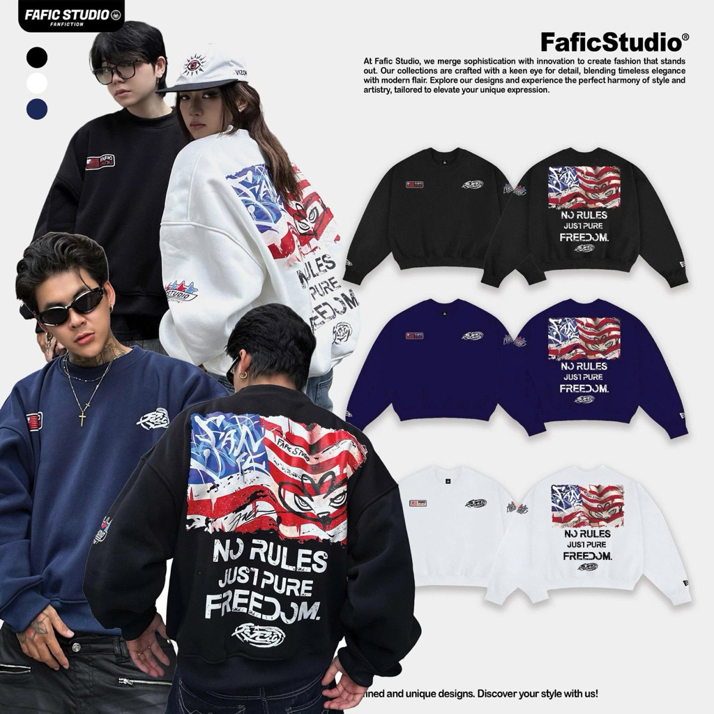 Freedom sweater with FAFIC Studio Men's Menswear print with boxy loose ...