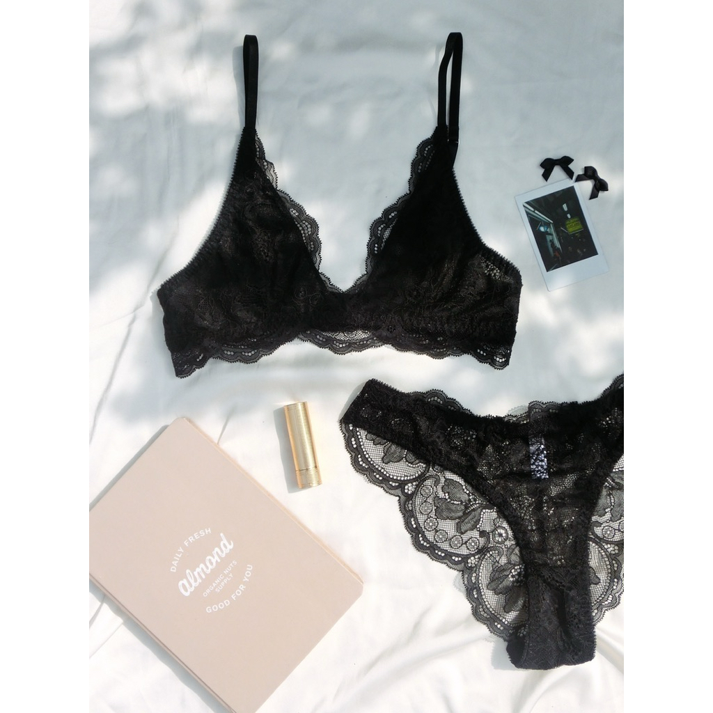 Margot Black Lace Bralette for flattering figure - new fabric model ...