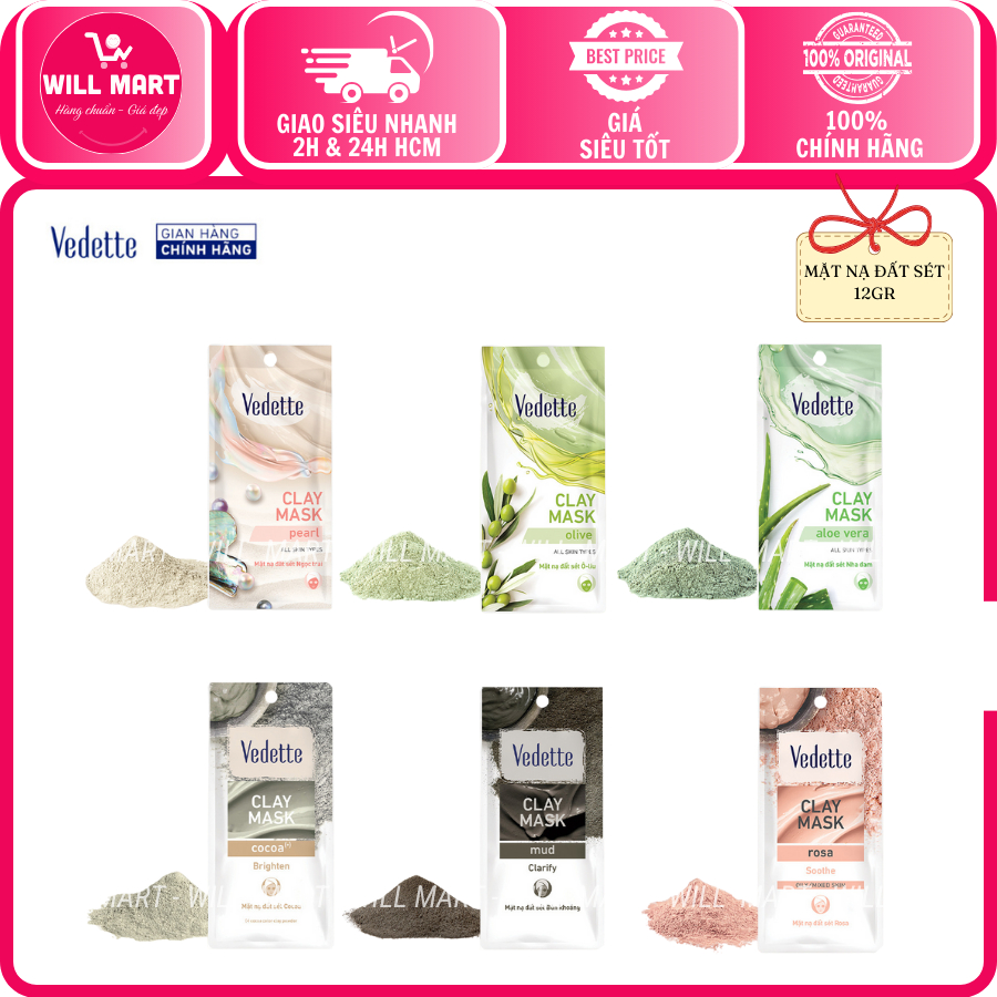 Vedette Mineral Mud Clay Mask [Mud/ Pearl/ Cocoa/ Olive/ Rosa/ Aloe ...