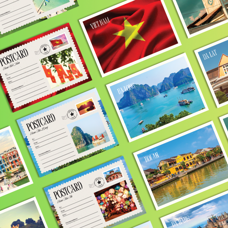 [combo of 9] Vietnamese Postcard, vintage style souvenir Casfa Design ...