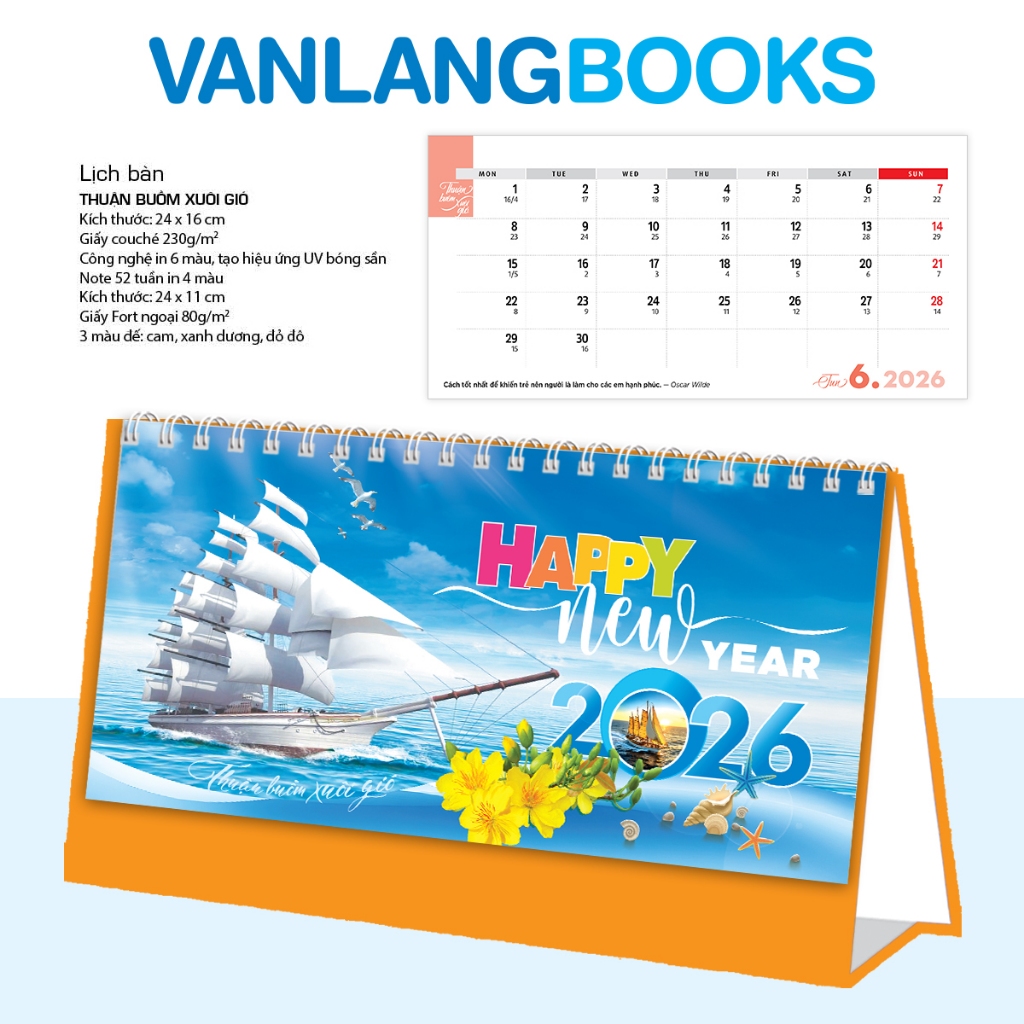 Desk Calendar 2026 Van Lang - Smooth Sailing (VLLB19B Orange) | Shopee ...