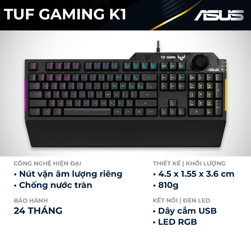 ASUS TUF K1 Mechanical Gaming Keyboard | RGB Aura Sync | Multimedia ...