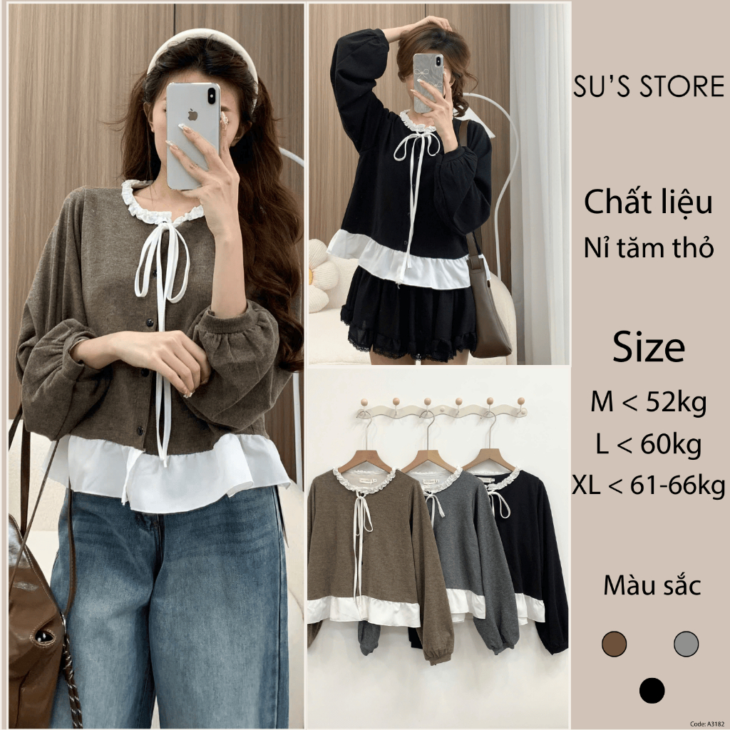 Rabbit Sweatshirt with Ruffle Collar and Bow Tie A3182 Shees Women's ...