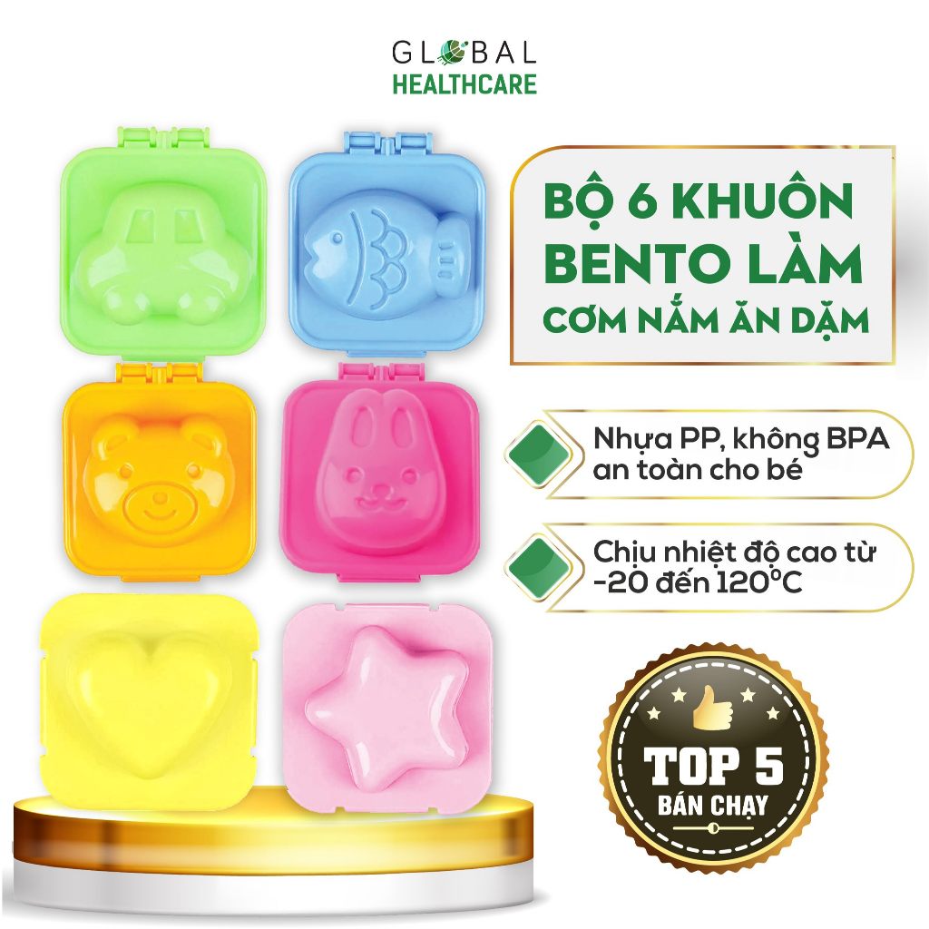 Set of 6 Bento molds - shape rice, make cakes, press eggs, make tofu ...