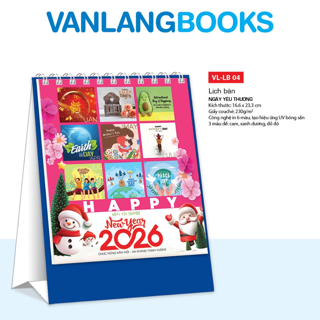 Desk Calendar 2026 - Day of Love | Van Lang Desk Calendar (Code: VLLB04 ...