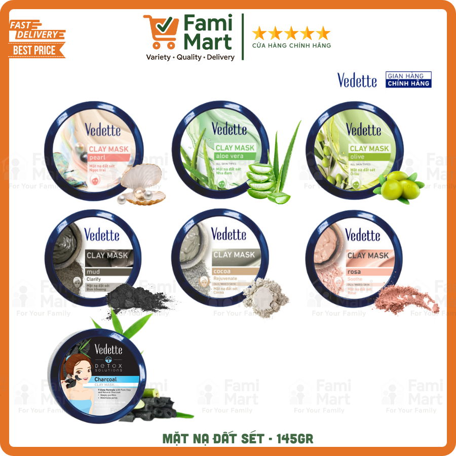 [Hsd new] Vedette Mineral Mud Clay Mask [all types]145g jar_Famimart ...