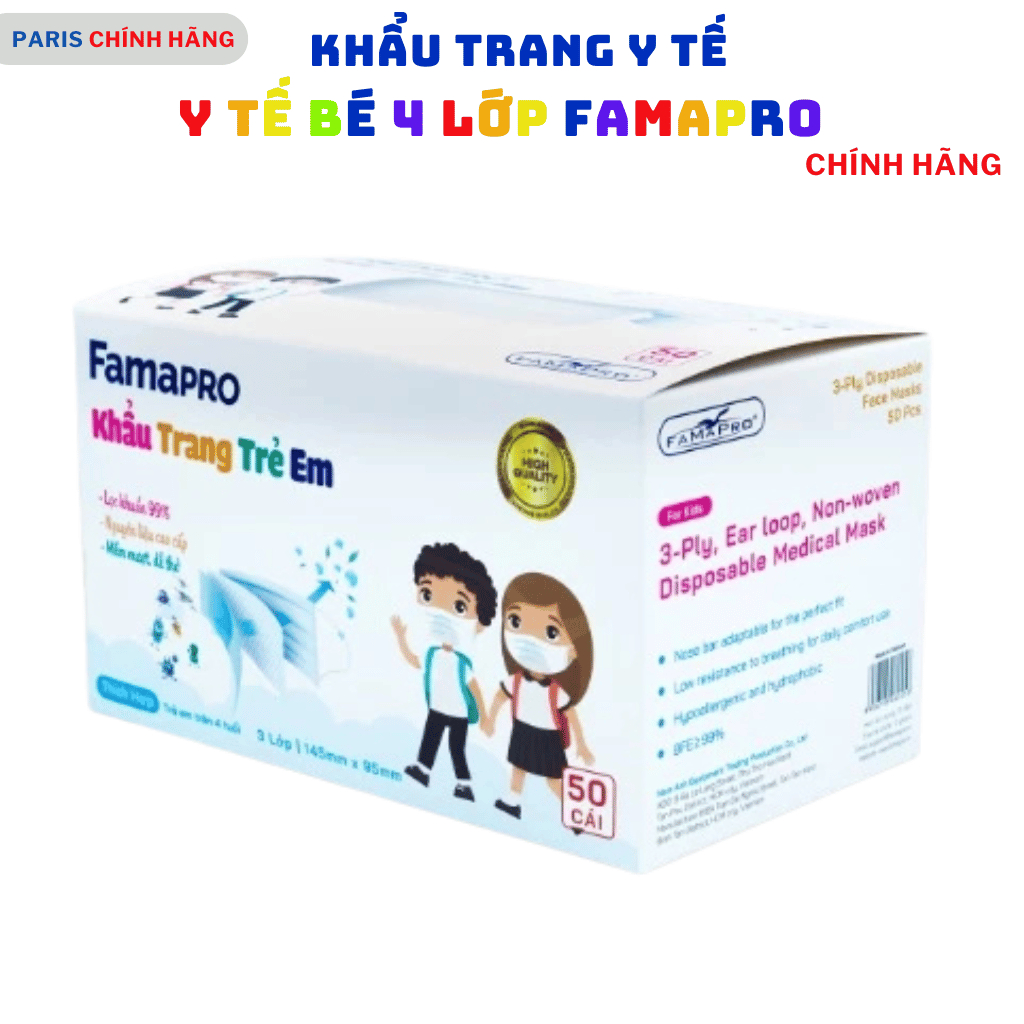 Famapro MAX KIDS 3-layer children's medical mask 50 pieces/box | Shopee ...