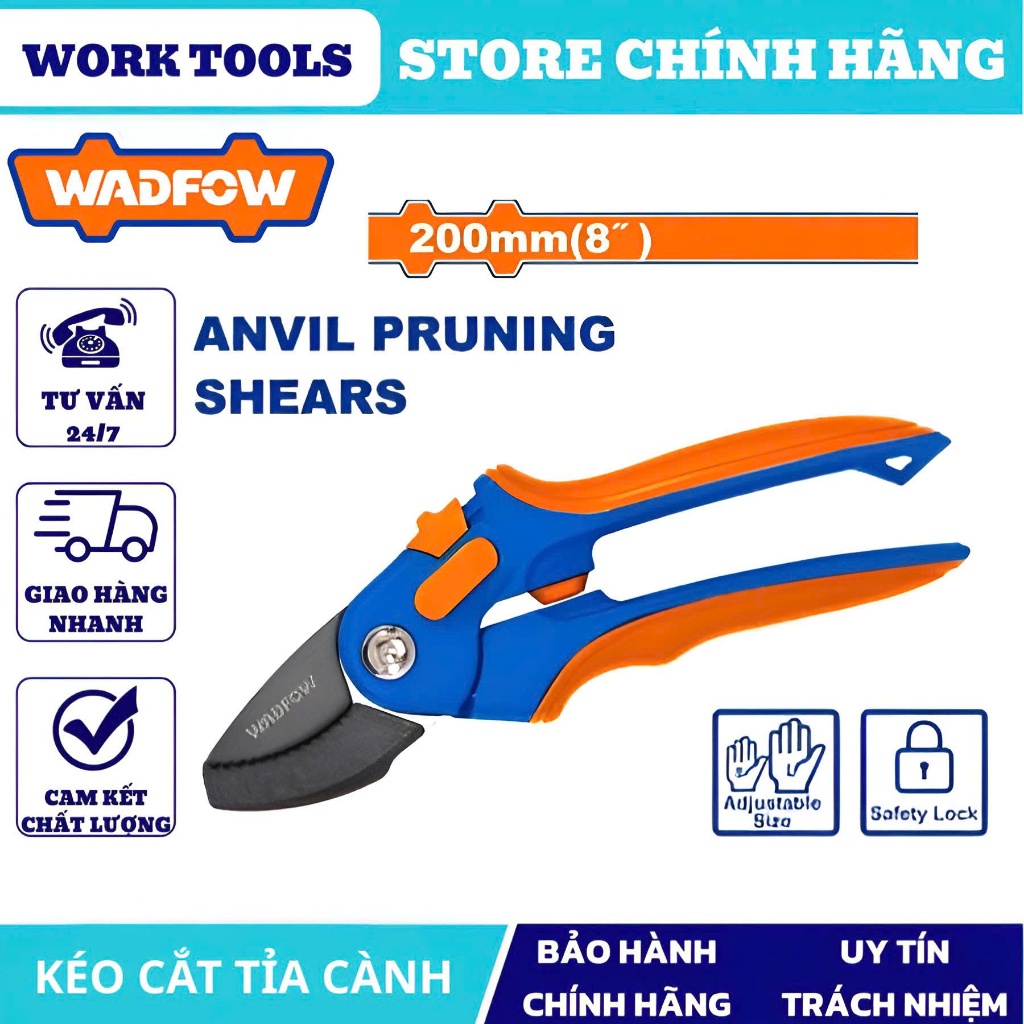 WADFOW TOOLS Pruning shears with support anvil 200mm(8") WPA1E04 ...