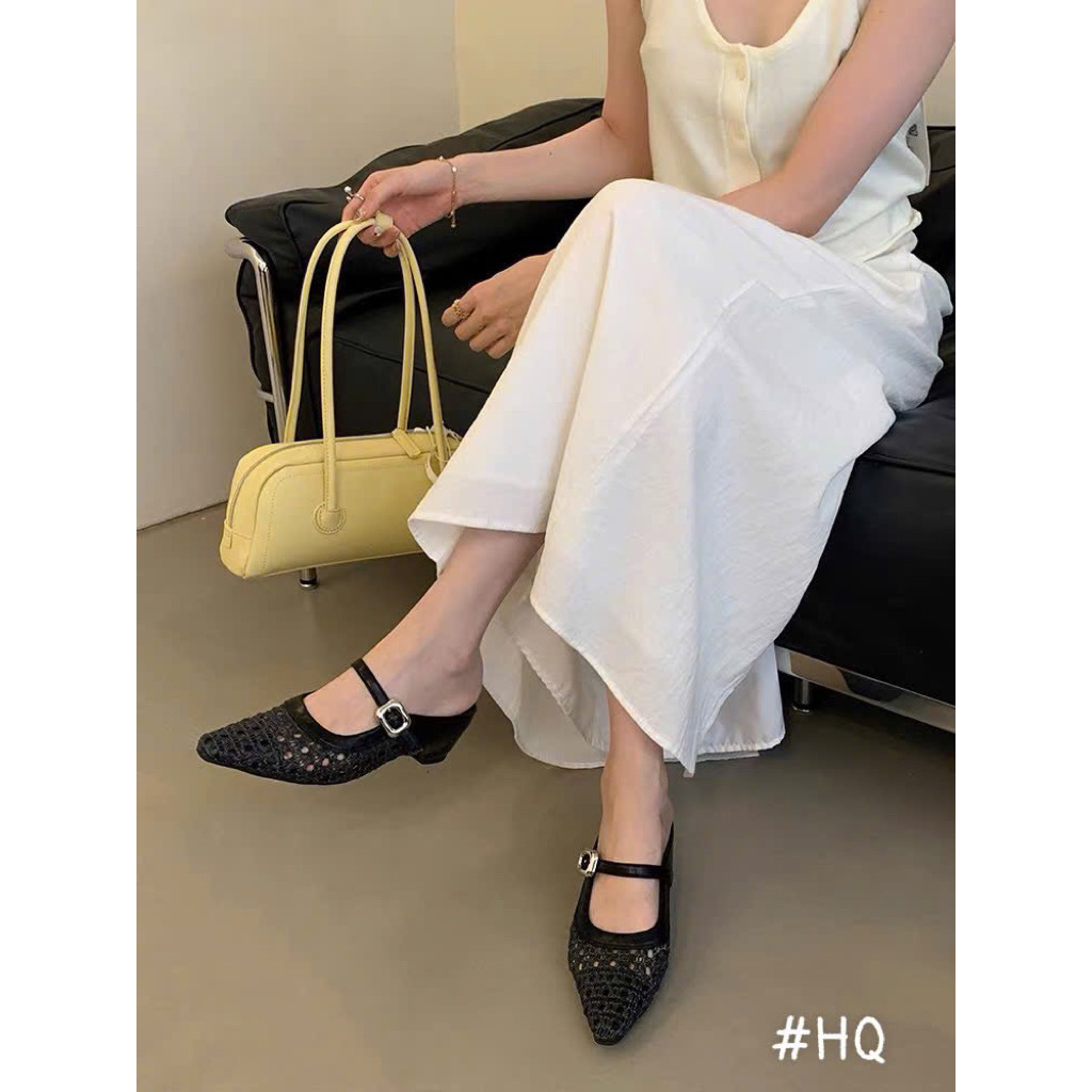 5cm high heel mules with soft leather breathable design | Shopee ...