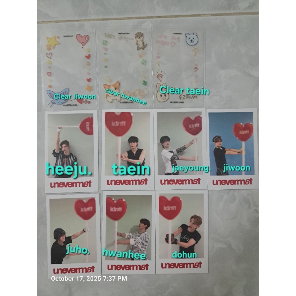 LUCKY DRAW EVERLINE CARD POB IDNTT JUHO HWANHEE TAEIN DOHUN HEEJU ...