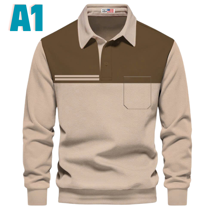 Men's Polo shirt with long cotton cuffs, large size, comfortable, soft ...