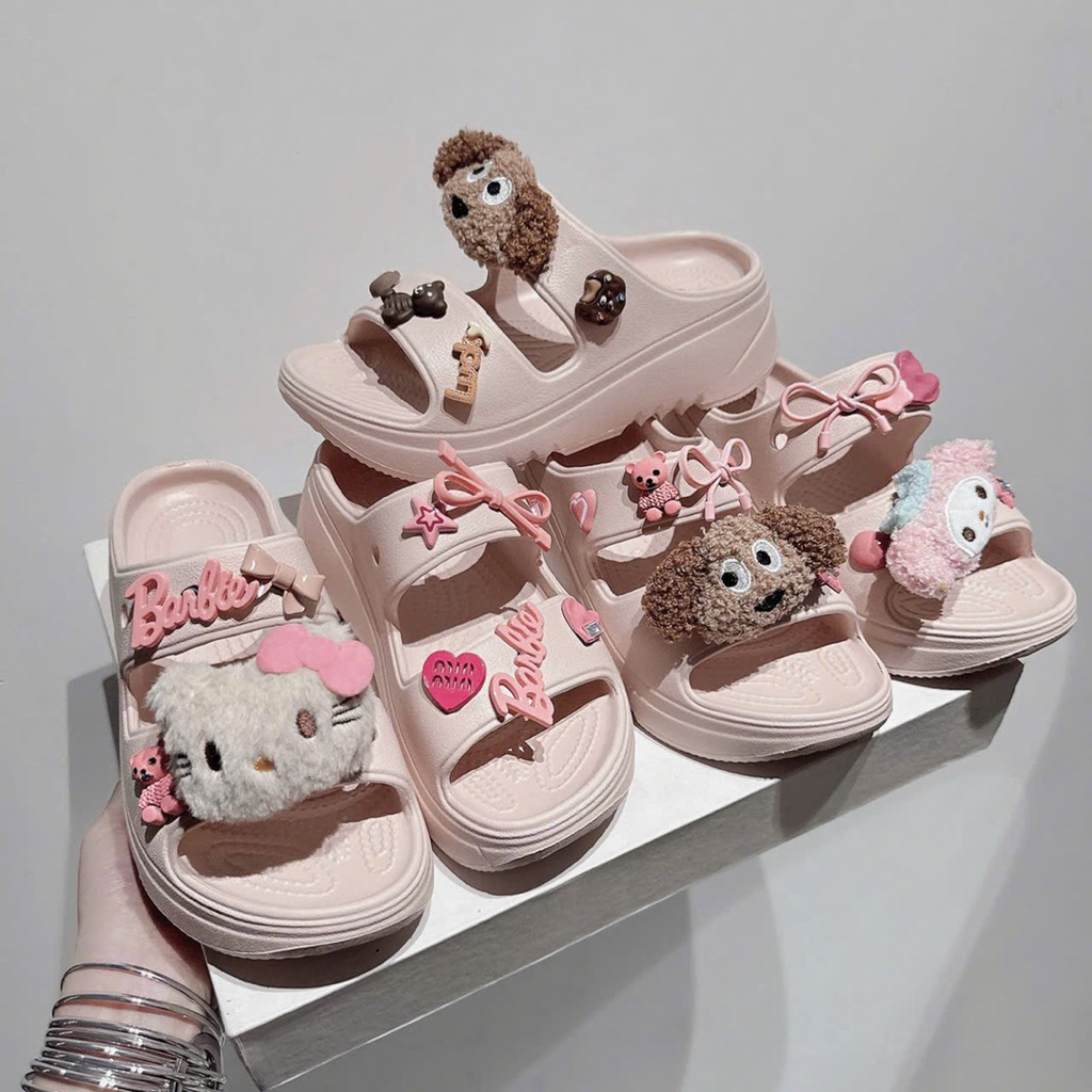 Cute Pink Kemg Ticker Mickey 2-Strap Molded Plastic Slippers | Shopee ...