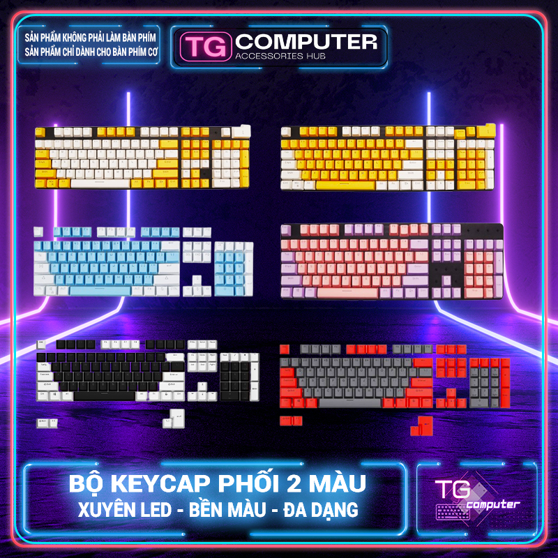 Unique 2-Color Mixed Keycap Set Through LED, Sharp, Suitable for ...
