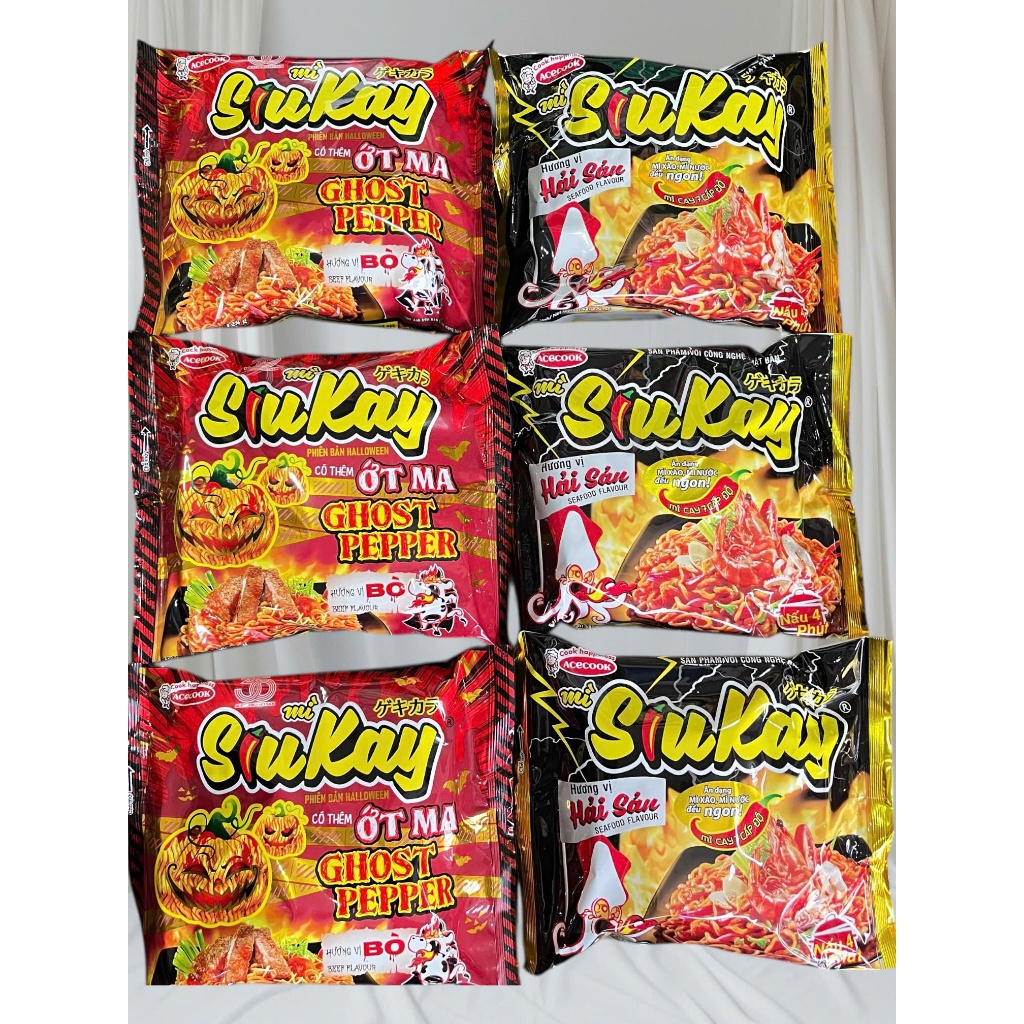 Siukay Noodles 7 Levels Beef/Seafood Flavor (box of 24 Packs x 127g ...