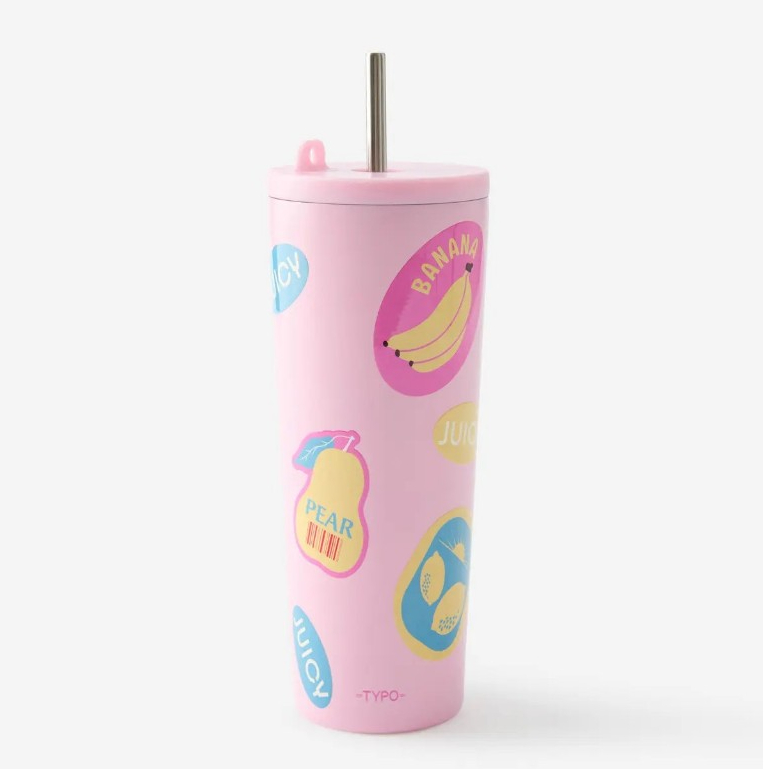 Typo Stainless Steel Drinking Cup 700ml - Hidden Straw Metal Smoothie ...