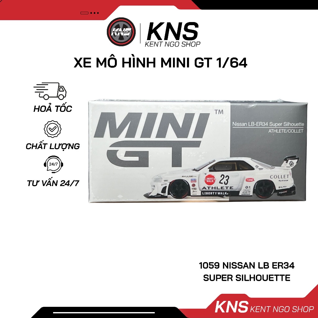 1/64 scale model car simulating Mini GT 1059 Nissan LB ER34 Super ...