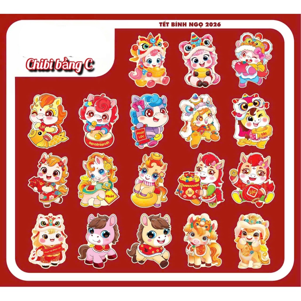 Combo 20-30- 50- 2026 Chibi Red Packets, Thick, Reflective CNY 2026 ...