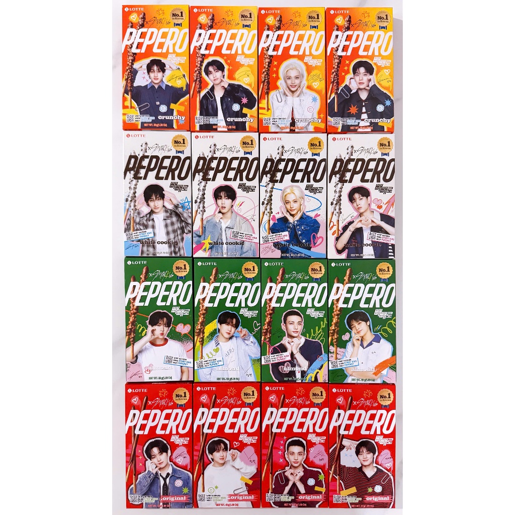 LOTTE PEPERO STRAY KIDS SKZ CRUNCHY/ ORIGINAL/ WHITE COOKIE/ ALMOND ...