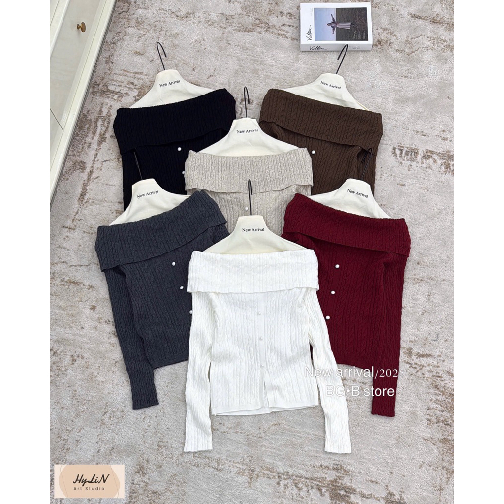 Off-the-shoulder rope sweater with pearl buttons (with video and real ...