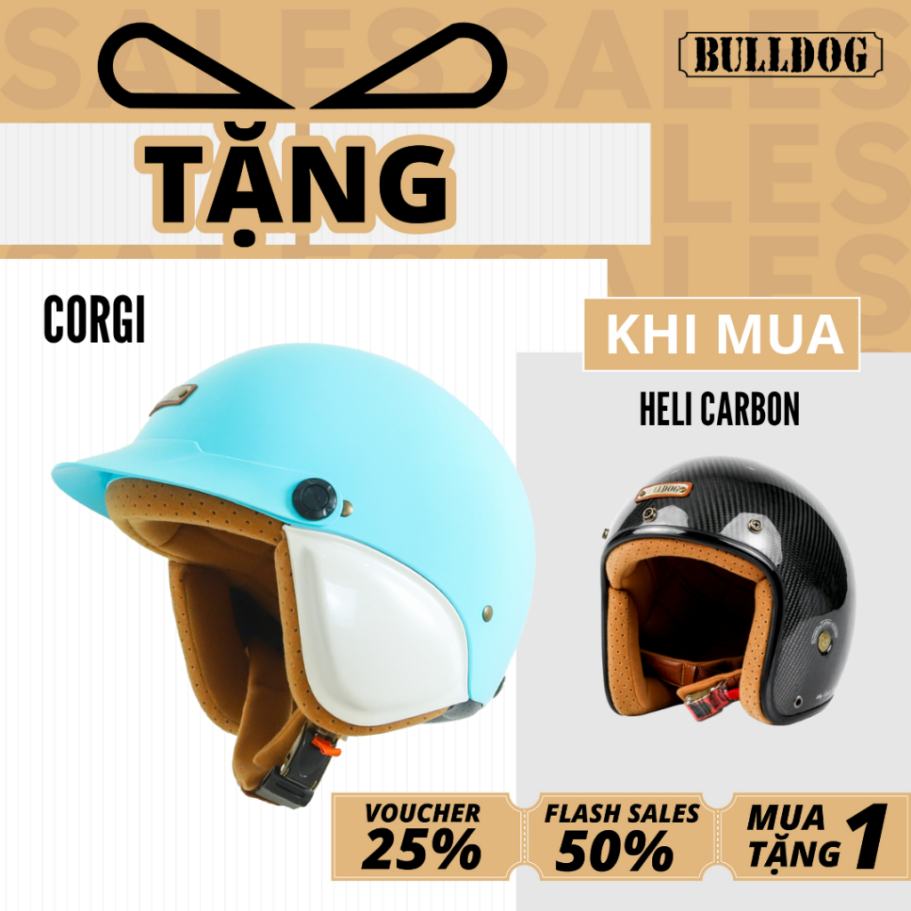 BULLDOG Heli 3/4 OpenFace Helmet Carbon Motorcycle Helmet Retro Classic ...