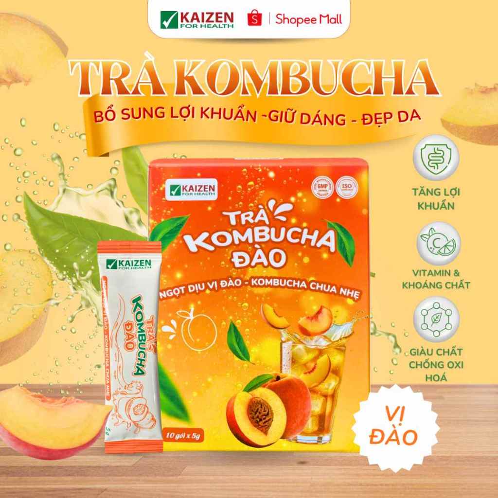 Peach Kombucha Tea - Cool, easy to drink, supplemented with probiotics ...