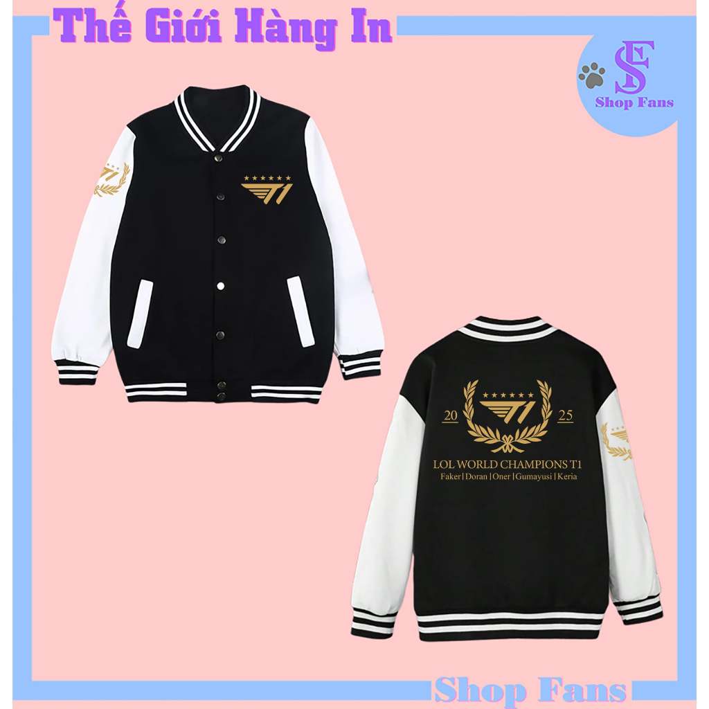 6-star T1 fleeceJacket, T1 baseball bomber jacket to win the 2025 World ...