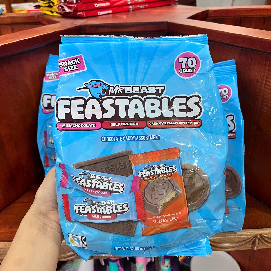 Chocolate Feastables MrBeast Mix 3 Flavors - Peanut Butter 2Cup - Milk ...