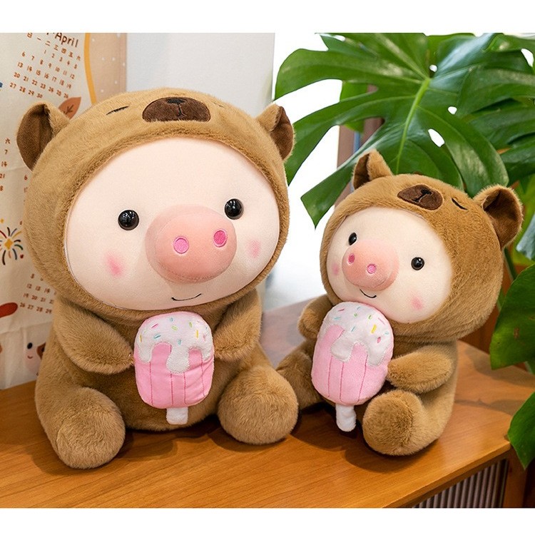 Cute capybara cosplay pig teddy bear holding ice cream stick | Shopee ...