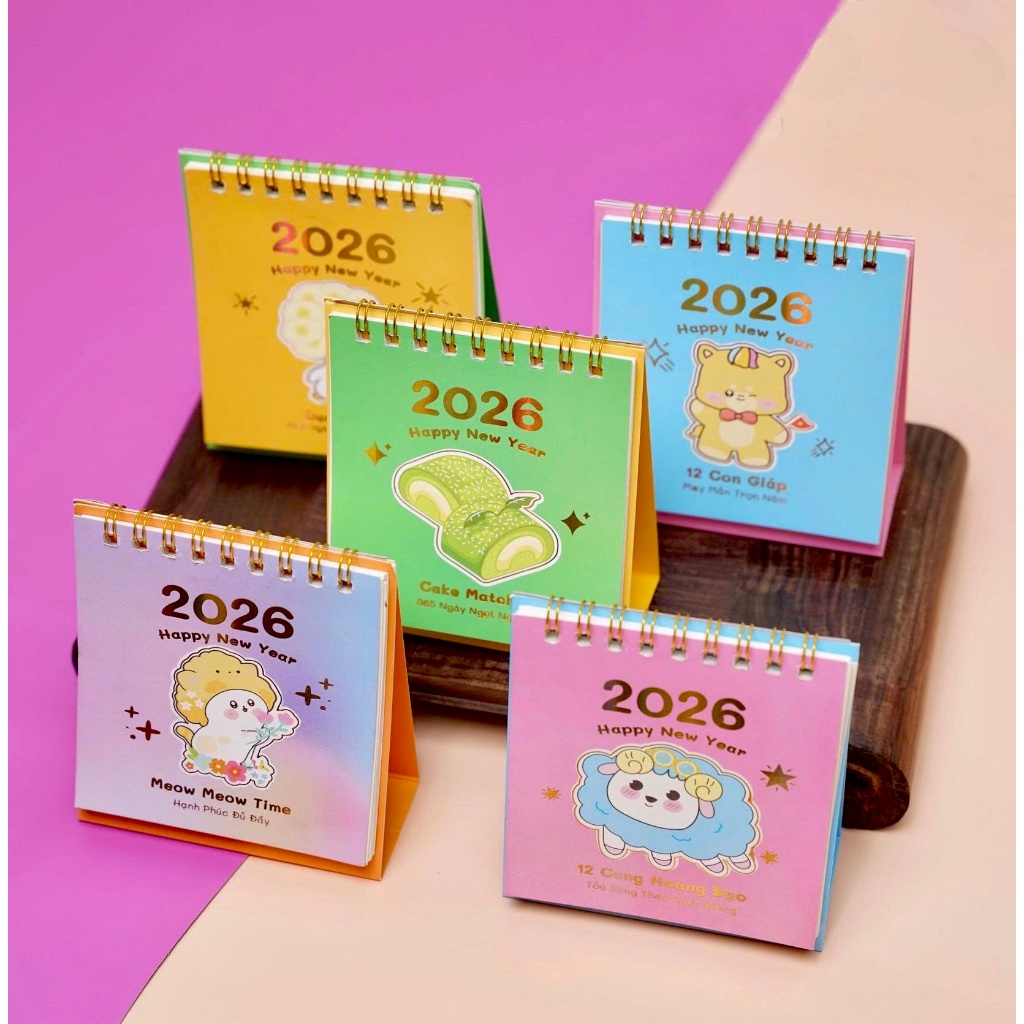 Mini Desk Calendar 2026 – Set of 5 Calendars with Notes and Cute ...
