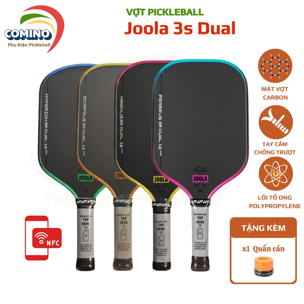 JOOLA 3S Dual Pickleball Racket, 16mm Carbon Honeycomb Core, high ...