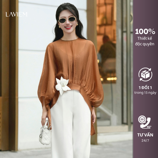 LAVIEM - Batwing Shirt combined with white shorts - Rissy Shirt & Naya ...