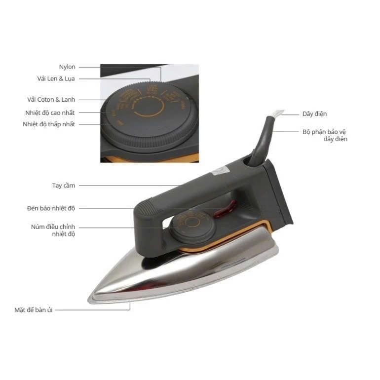 PHILIPS HD1172 iron, 1m9-1000W cord, aluminum sole, control button ...