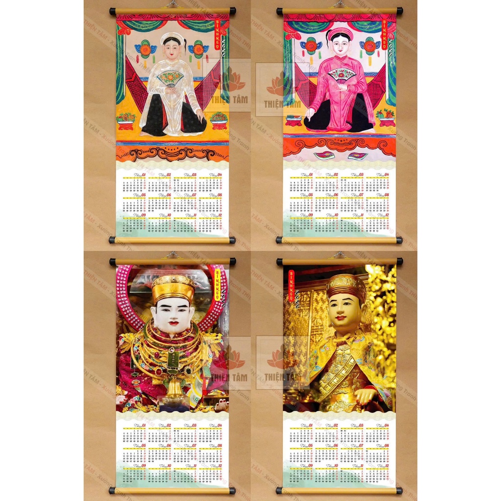 Four Palaces-Tao Calendar Model 2026, size 40x80cm, made of thick, high ...
