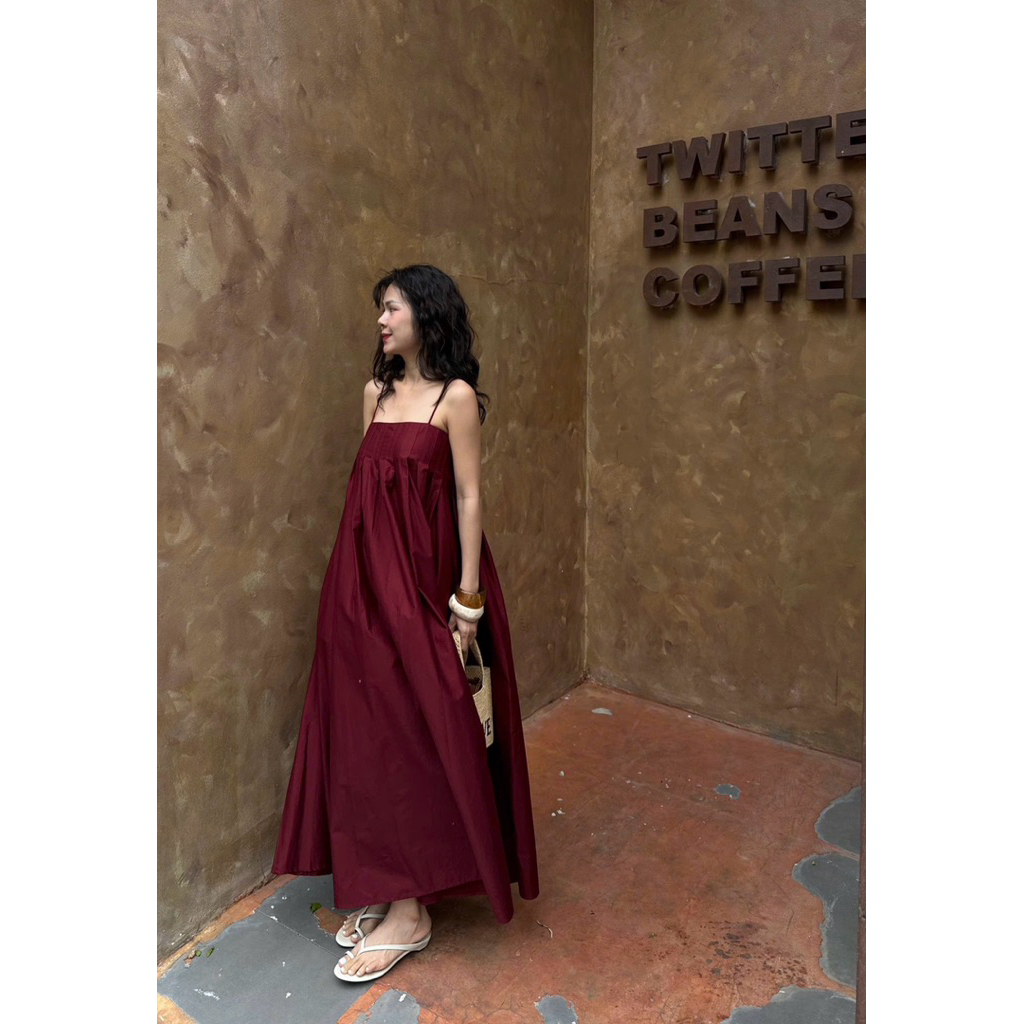 ENZIAN | SPECIAL VERSION | Red Pleated Cotton Dress (original photo ...